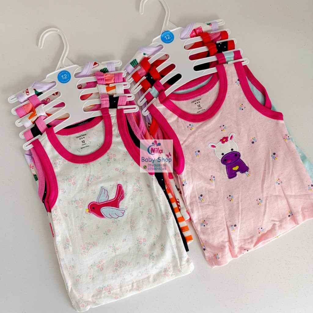 5pcs Pure Cotton Animated Newborn Baby Girl Vest