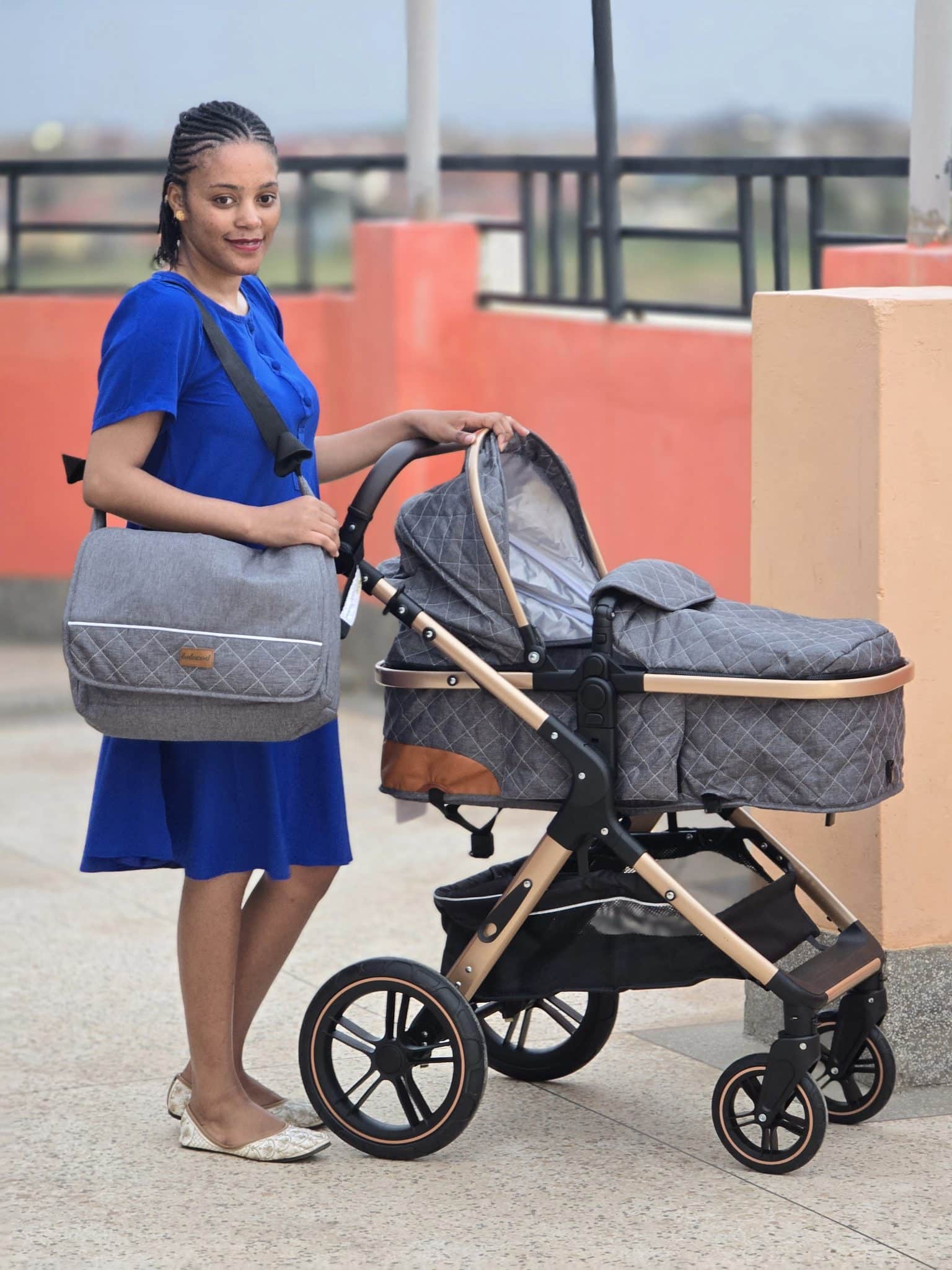 Premium Baby Bassinet Stroller Set with Carry Coat & Matching Diaper ...