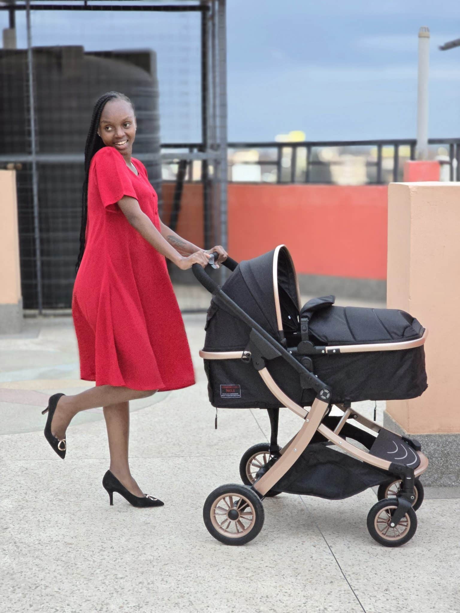 Premium Baby Bassinet Stroller Set with Carry Coat & Matching Diaper Bag