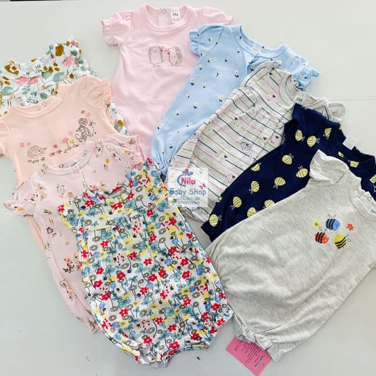 Baby Girl 3-Piece Short Sleeve Romper Set – Soft Cotton Printed Onesies ...